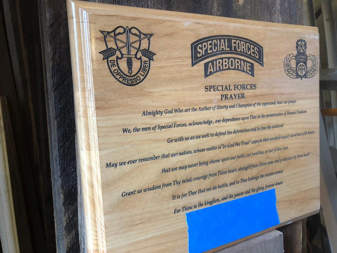 Personalized US Army Special Forces Prayer Plaque, solid wood 10.5 x 1 – ItsLaser Engraving
