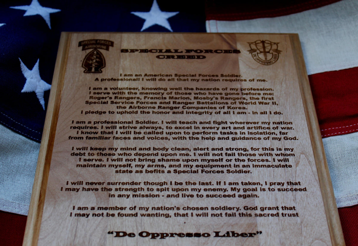 Personalized Special Forces Plaque, Green Beret, De Oppresso Liber ...