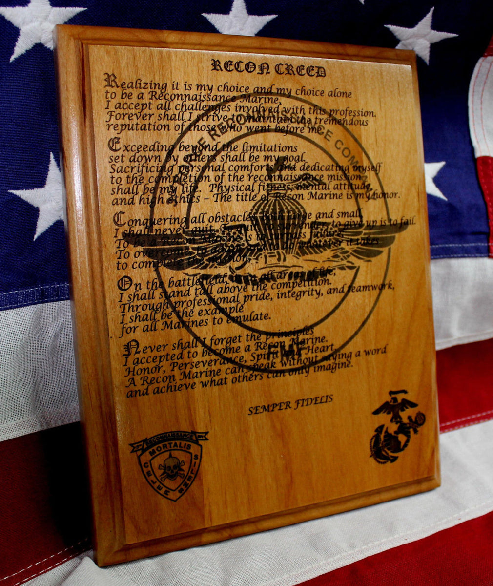 United States Marine Corps Force Reconnaissance, The Recon Creed Plaqu ...