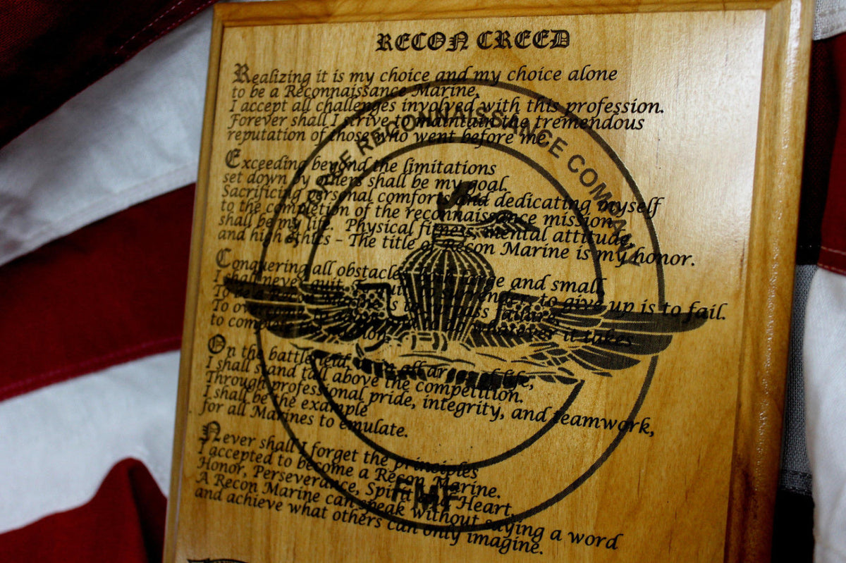 United States Marine Corps Force Reconnaissance, The Recon Creed Plaqu ...