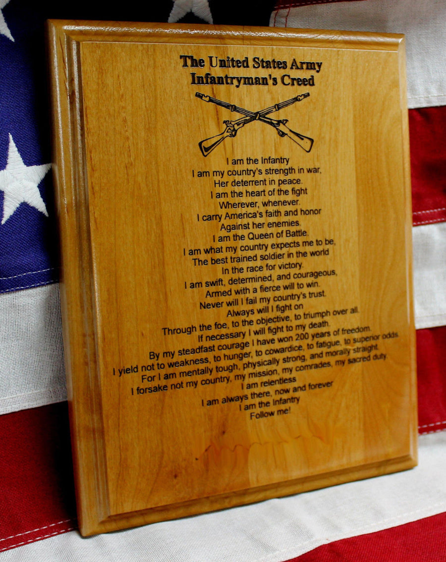 US ARMY Infantryman's Creed Plaque, infantry crossed rifles – ItsLaser ...