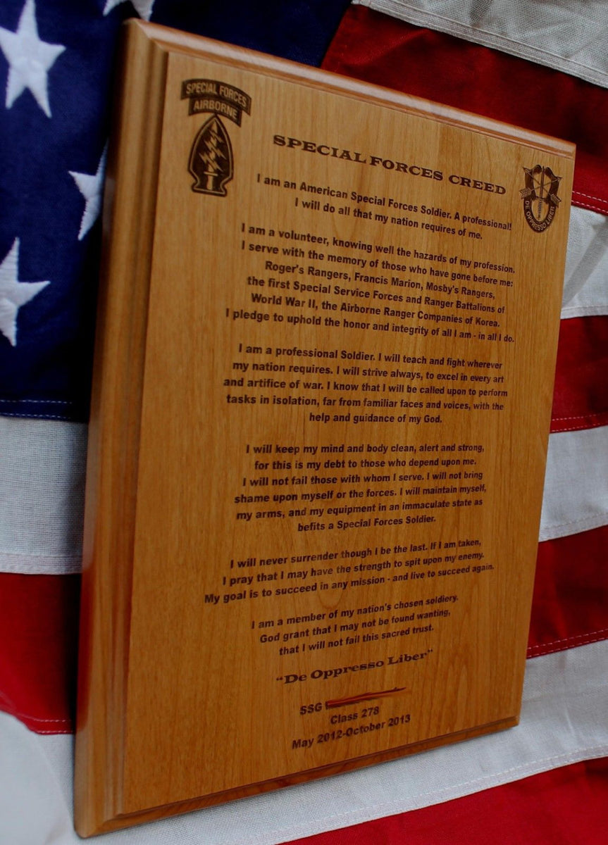 Special Forces Creed Plaque, solid wood – ItsLaser Engraving
